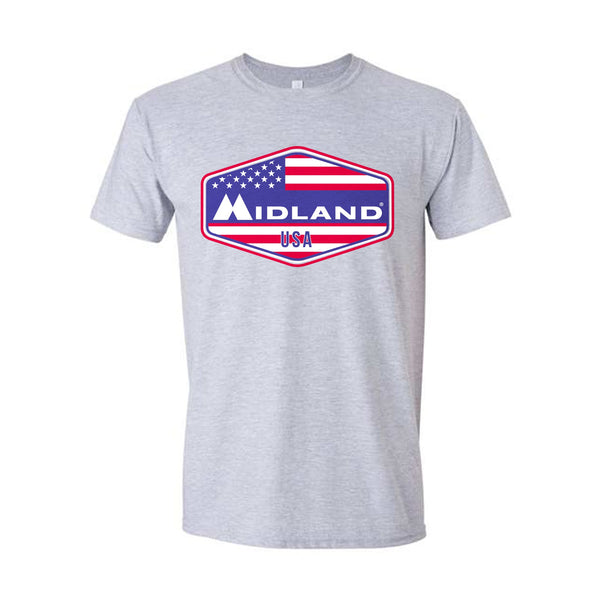 Midland Radio Band T-Shirt | Red, White, and Blue Shirt